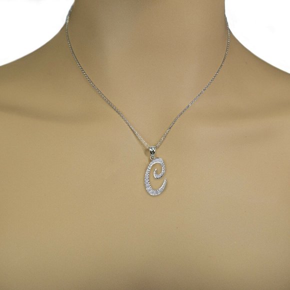 Element Shine | Jewelry | 925 Sterling Silver Cursive Initial Letter C ...
